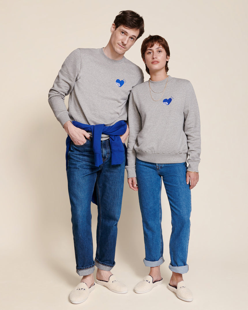 Le sweat We are family femme en coton bio - gris chiné – émoi émoi
