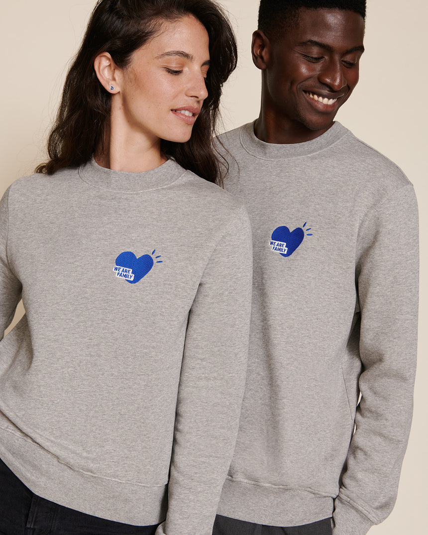 Le sweat We are family homme en coton bio - gris chiné – émoi émoi