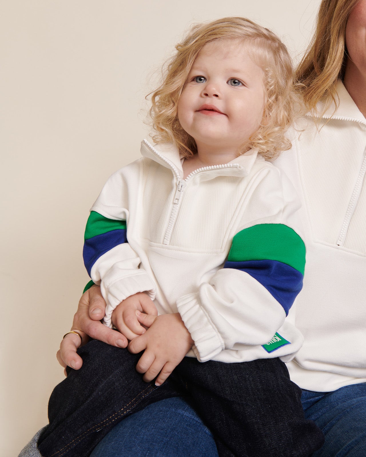 Le sweat Sun enfant en coton bio et col zippé - blanc – émoi émoi