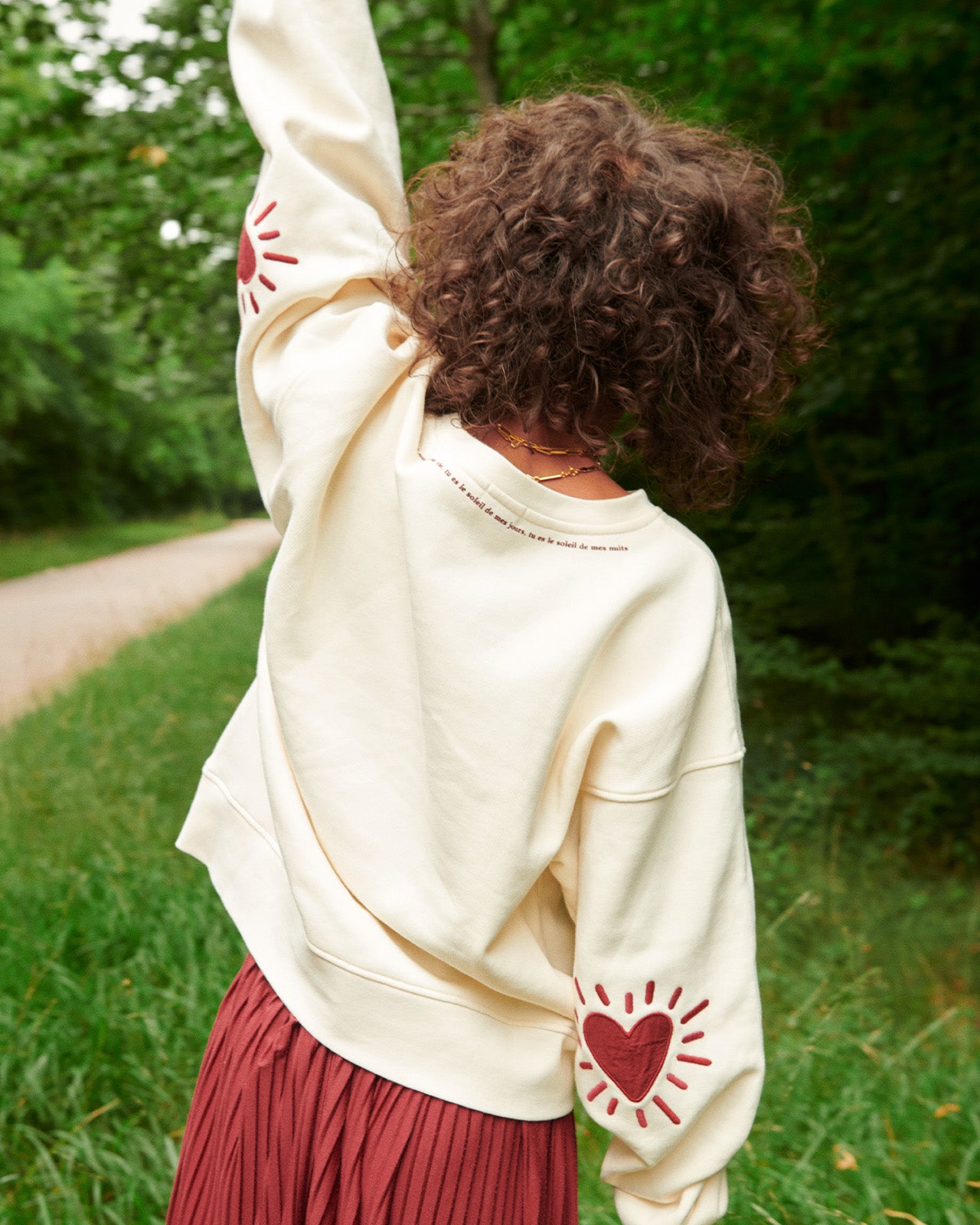 Le duo de sweats Coeur solaire avec coudières - crème – émoi émoi